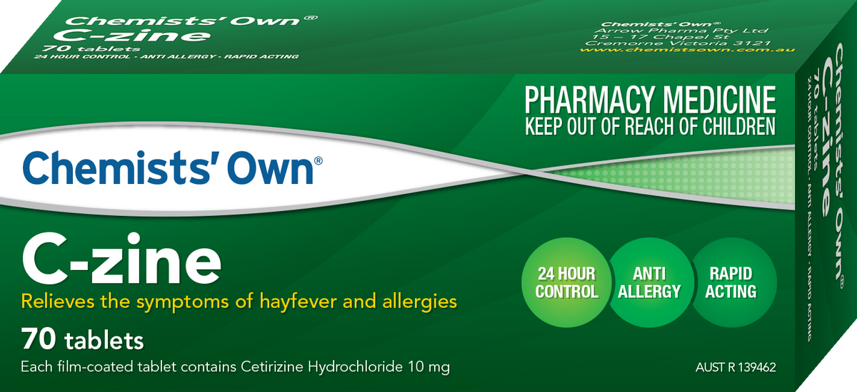 70 x Chemist's Own C-Zine Tablets Cetrizine Hydrochloride 10mg (Generi – Allied Pharmacy Group ...