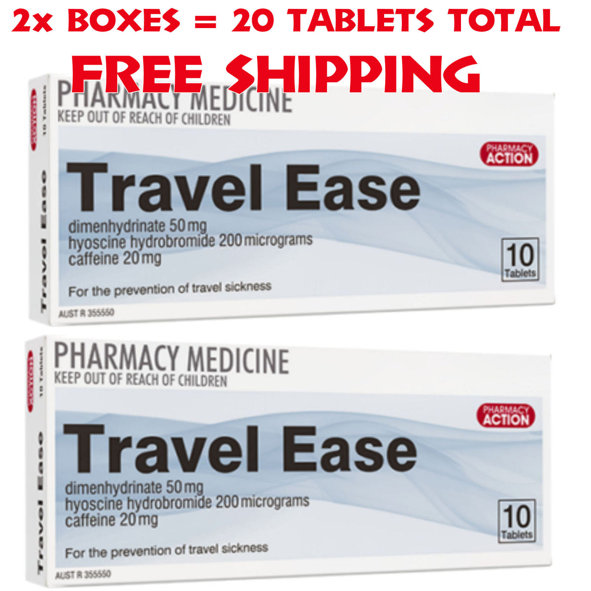 20x Travel Ease (2 x 10 Tablet Boxes) – Allied Pharmacy Group Pty Ltd