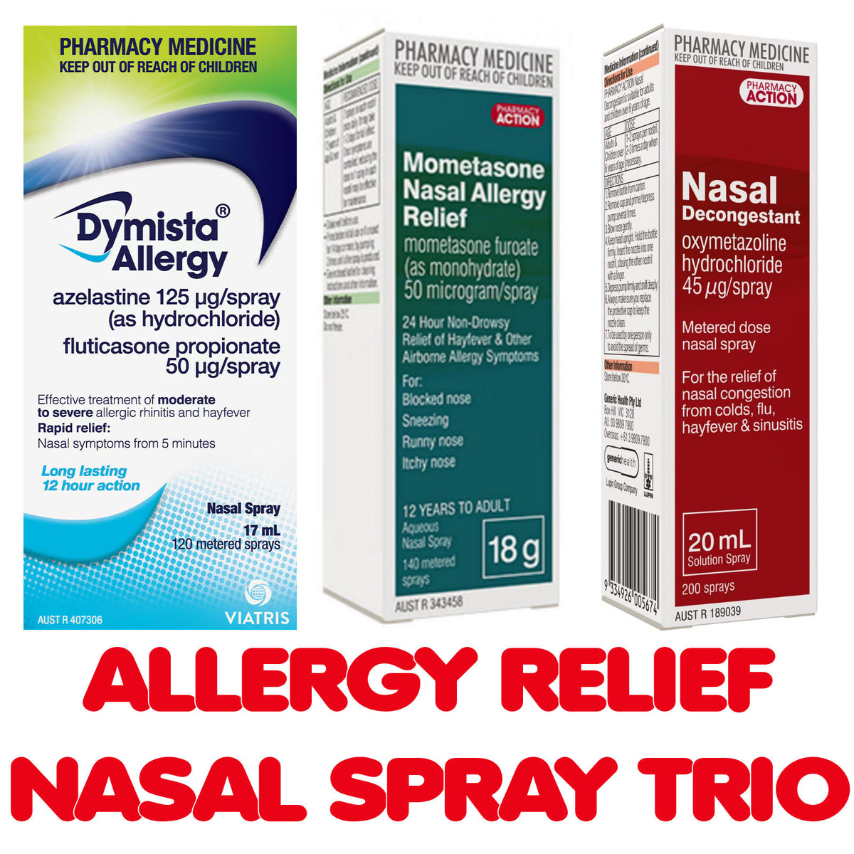 Allergy Relief Nasal Spray Trio: Dymista + Mometasone + Nasal Deconges ...