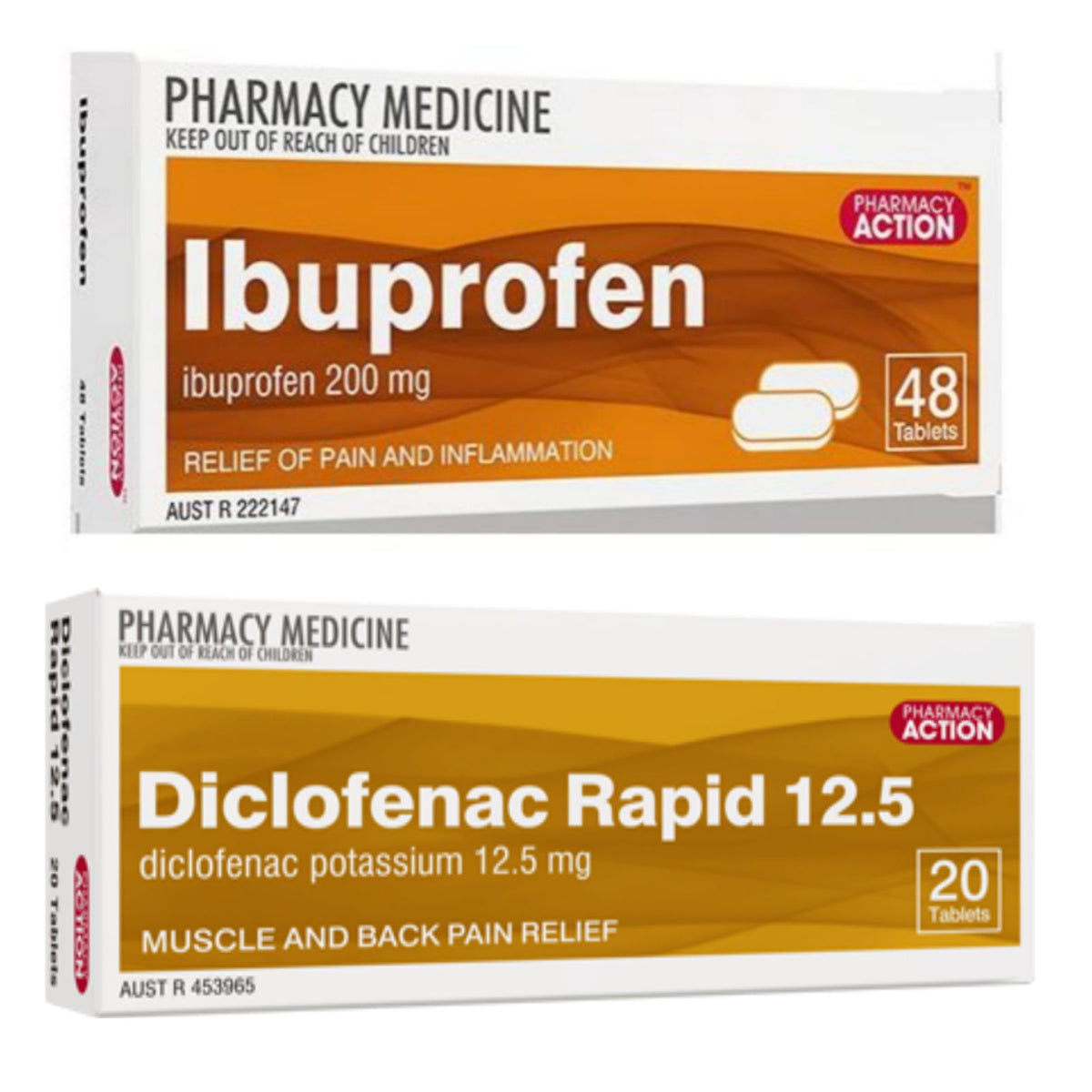 20x Diclofenac Rapid 12.5 + 48x Ibuprofen 200mg - Pain Relief Combo ...