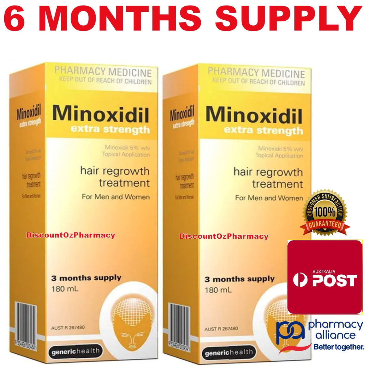 Minoxidil Extra Strength 5% 180ml Regaine Generic - For Men & Woman, R ...