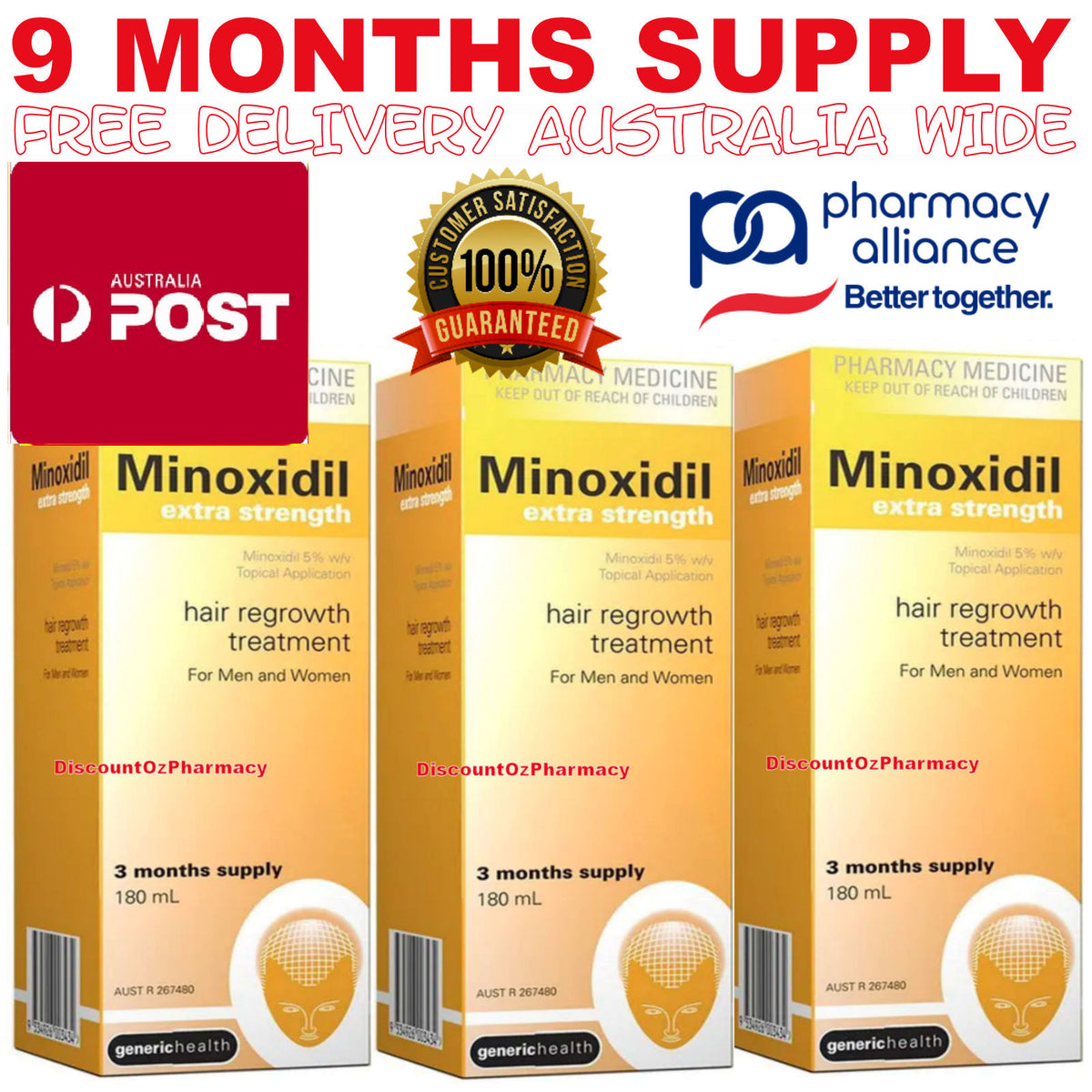 Minoxidil Extra Strength 5% 180ml Regaine Generic 9 month - For Men ...