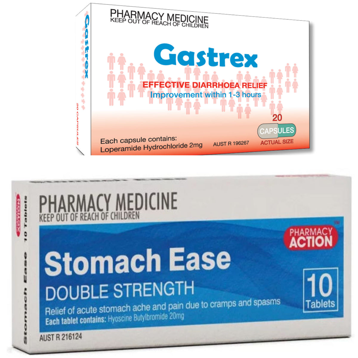 10x Stomach Ease Forte + 20x Gastrex Diarrhoea Relief – Allied Pharmacy ...