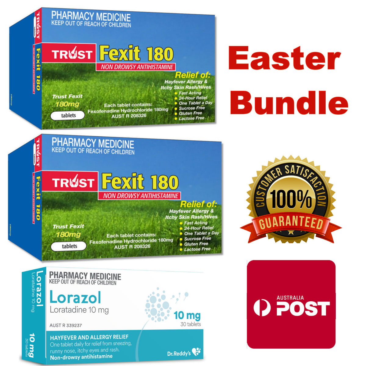 200x Trust Fexit 180mg (Fexofenadine Hydrochloride) + 30x Loratadine 1 ...